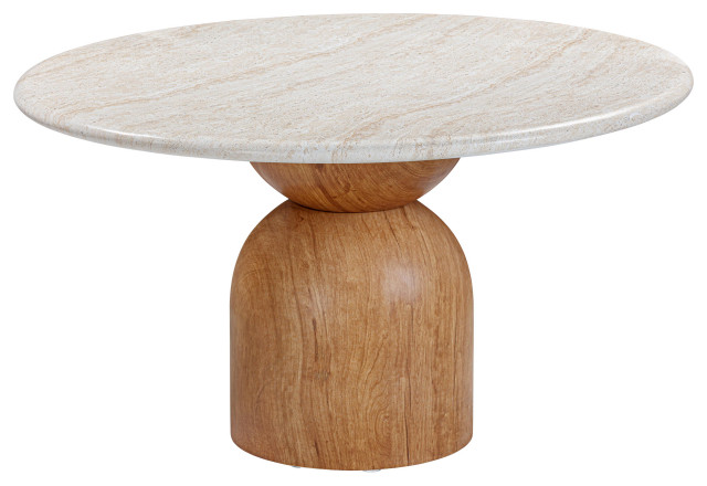 Cynthia Travertine Concrete Indoor / Outdoor 54" Round Dining Table ...