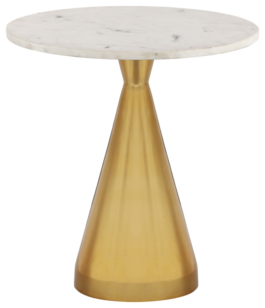 Emery White Marble End Table - Contemporary - Side Tables And End ...