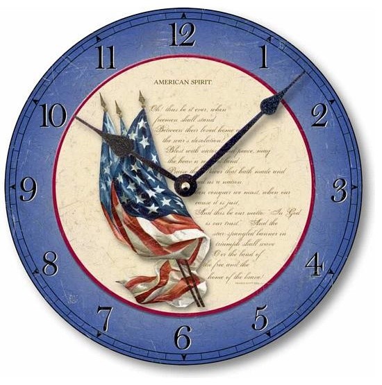 Vintage-Style American Flag Wall Clock - Rustic - Wall Clocks - by ...