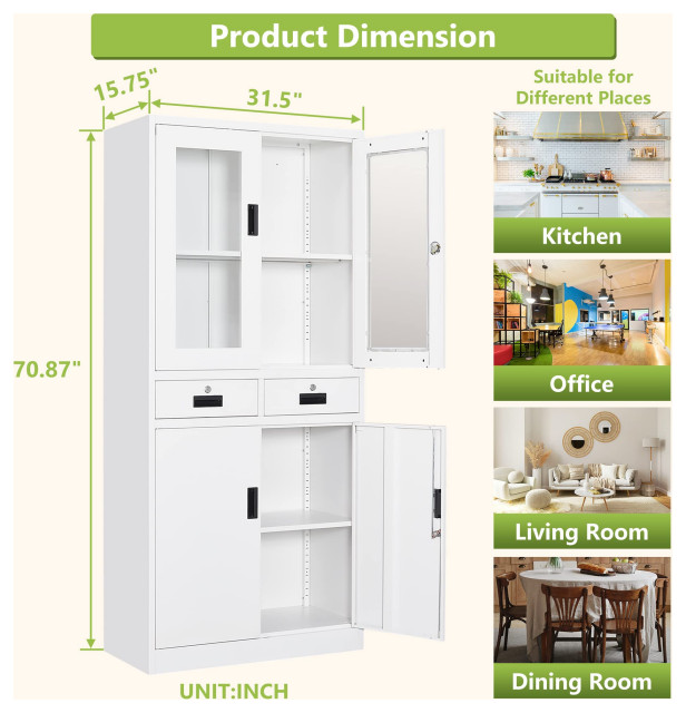 Metal Storage Display Cabinets, Locking, Adjustable & 2 Drawers ...