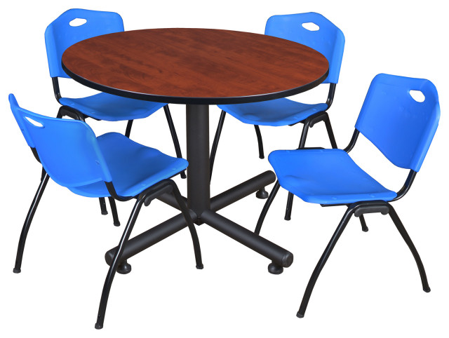 Kobe 48" Round Breakroom Table & 4 'M' Stack Chairs, 48 - Contemporary ...