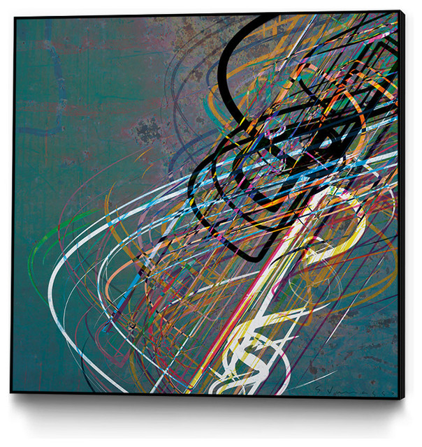 "Electrical Currents I" Art block Framed Canvas, 30"x30" - Contemporary ...