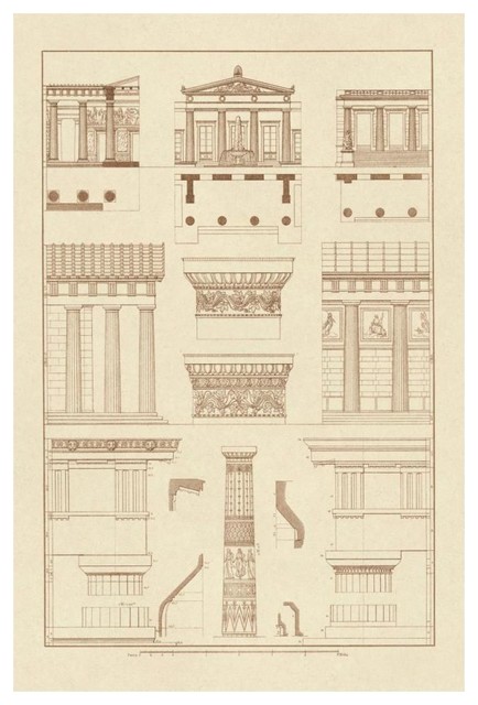 "Doric Order, Temple of Zeus and Cased Column" Print by J. Buhlmann, 14 ...