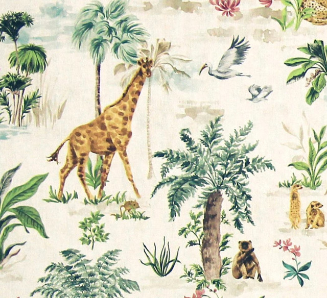 African animal fabric giraffe elephant monkey home decorating material ...
