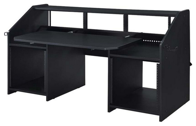 Benzara BM276204 Wood Music Studio Desk, Keyboard Tray, Monitor Top ...