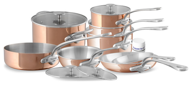 Mauviel M'3S Copper 12-Piece Cookware Set With Cast Stainless Steel ...