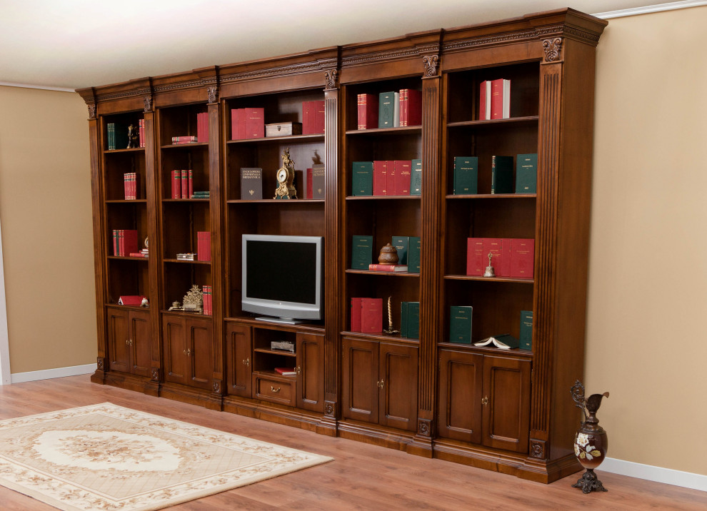 Biblioteca lemn masiv la comanda cu sculptura-Classic English inspired ...