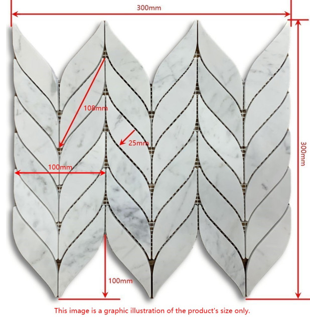 Feather Mosaic Tile Carrara White Carrera Venato Marble Grand Leaf, 1 ...