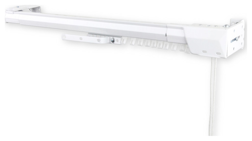 White Heavy Duty Traverse Rod, One Way Cord Right 30-48" - Contemporary ...