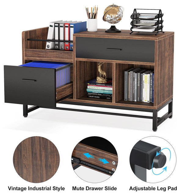 Tribesigns Rustic File Cabinet With 2 Drawers - Industrial - Filing ...
