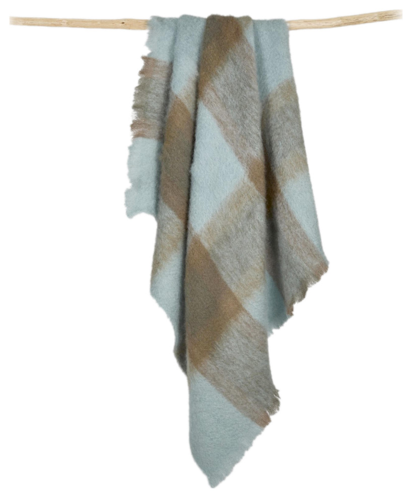 Blue and Brown Check Throw - Contemporary - Throws - by Room With a ...