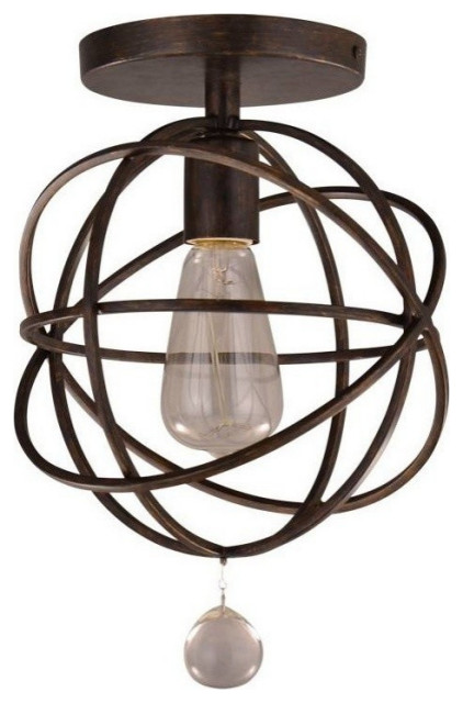 Crystorama Solaris 1-Light Bronze Ceiling Mount, 9'' W x 13'' H ...