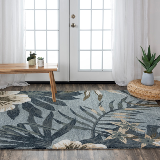 Rizzy Miramar Mir967 Tropical , Floral / Country Rug, Gray, 5'0"x7'6 ...