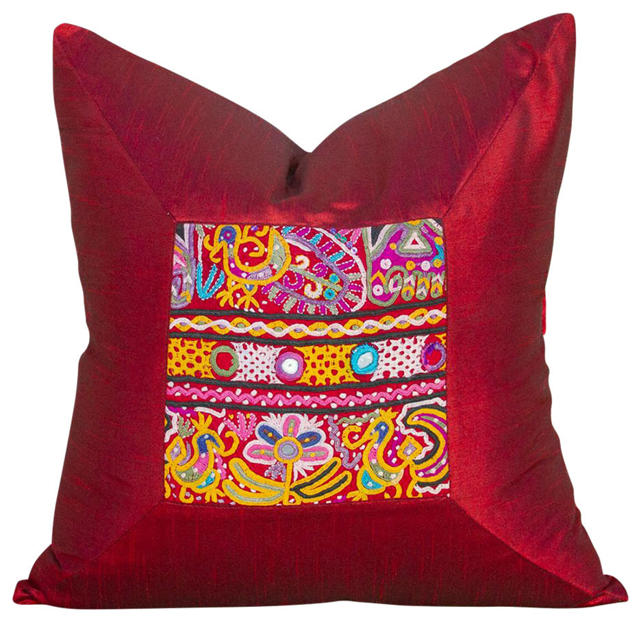 Aipal Indian Silk Decorative Pillow - Contemporary - Decorative Pillows ...