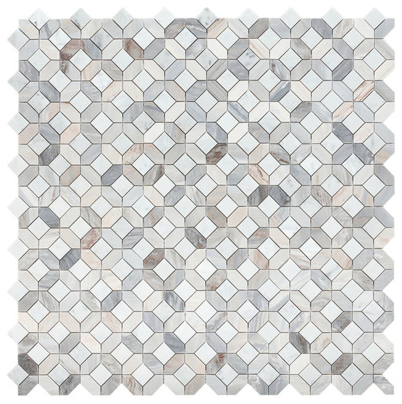 Mosaics Carrara Marble Tile Hexagon Pattern Earth - Contemporary ...