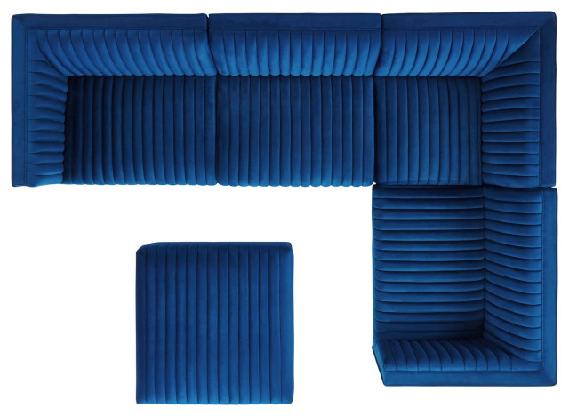 Sanguine Channel Velvet 5-Piece Right-Facing Modular Sectional Sofa ...