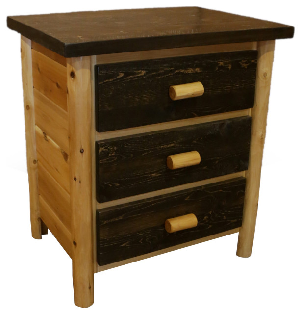 White Cedar Log Mountain Collection 3-Drawer Chest - Rustic - Accent ...