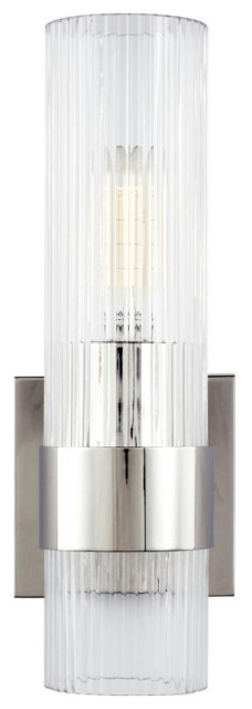 Geneva Wall Sconce, 1-Light, Polished Nickel, Clear Shade, 12.63 ...