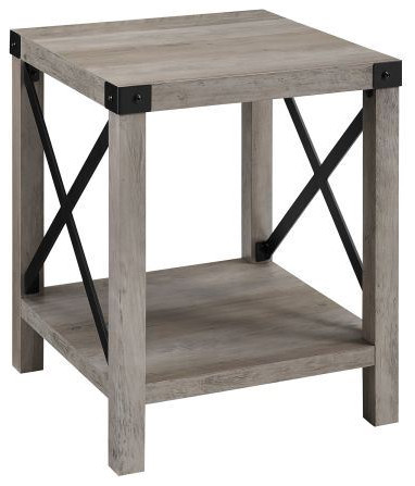 Walker Edison AF18MXSTGW Rustic Wood Side Table, Gray Wash ...