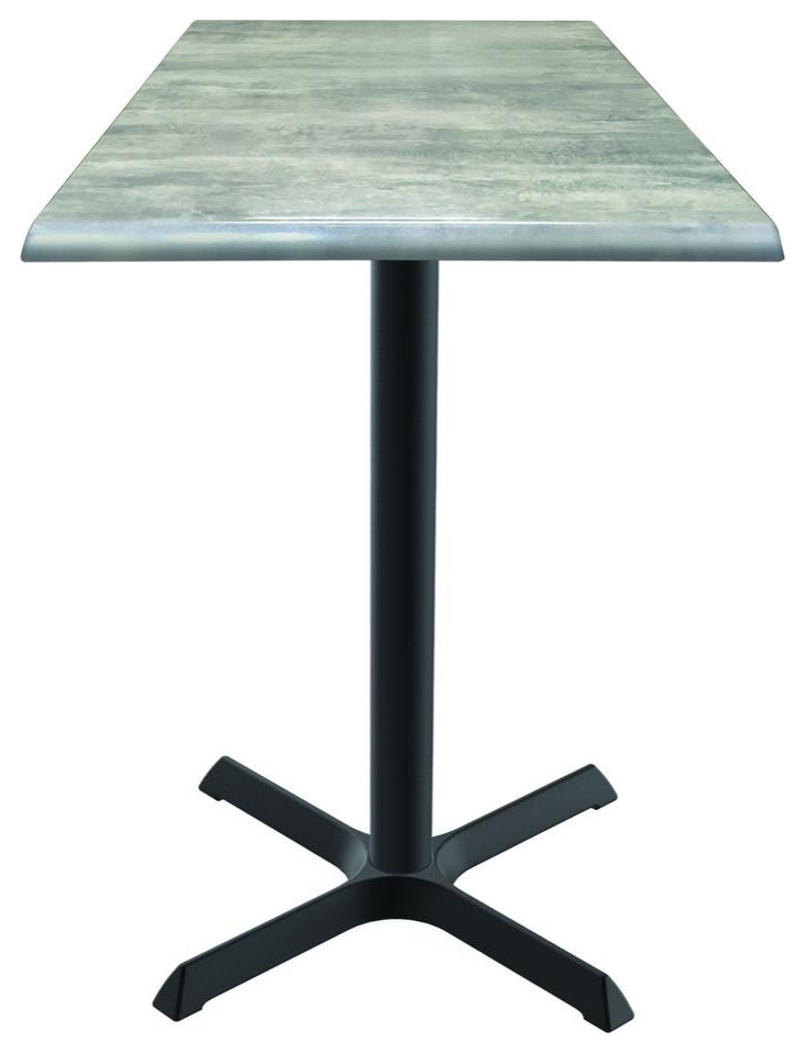 OD211 Black Table with 30"x30" Square Indoor/Outdoor Greystone Top, 30 ...