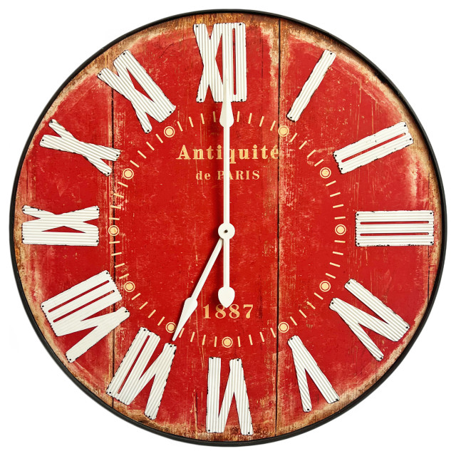 Large Red Vintage Style Clock - Farmhouse - Wall Clocks - by Design Mix ...