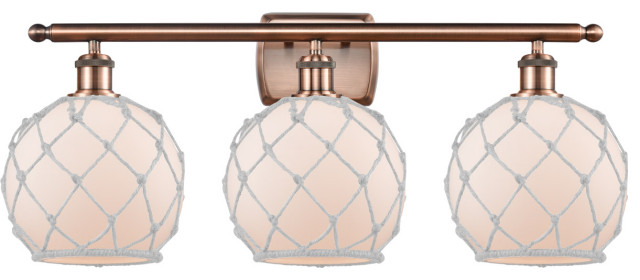 Ballston Farmhouse Rope 3 Light Bathroom Vanity Light, Antique Copper ...