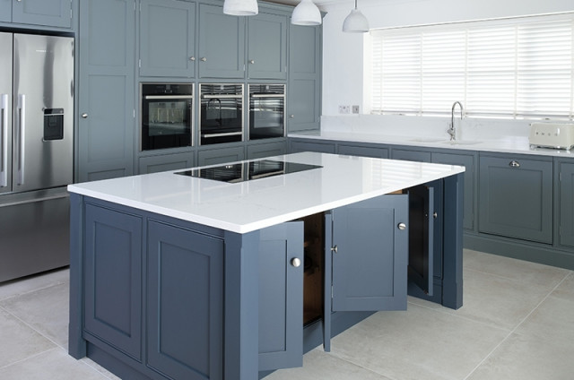 Farrow & Ball De Nimes & Stiffkey Blue Shaker Kitchen - Traditional ...