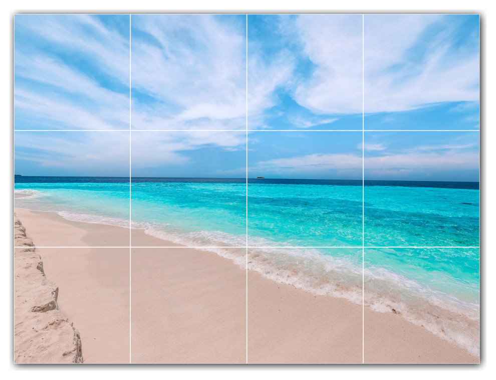 Beach Ceramic Tile Wall Mural HZ500106, 24" Wide x 18" High - Beach ...