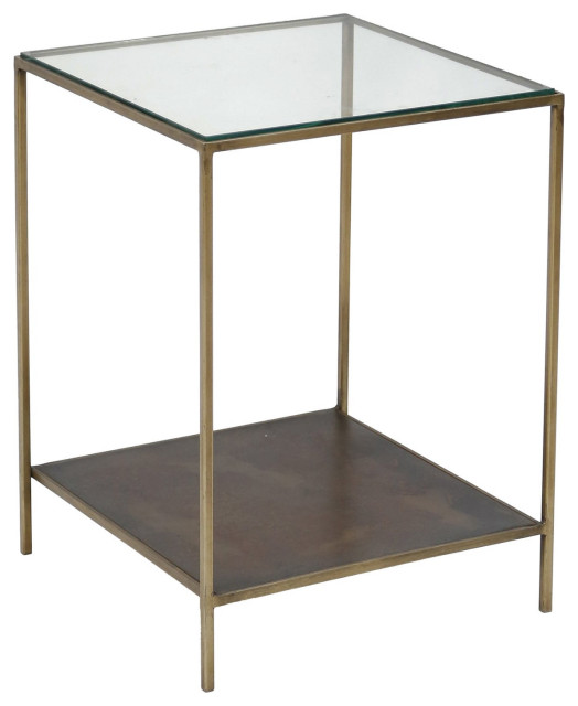 Brass Glass Venus Side Table, 18W x 18D x 24H - Contemporary - Side ...