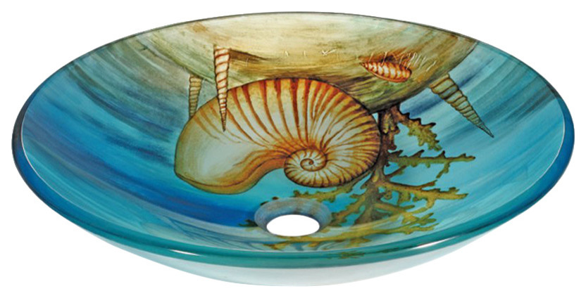 Seashells Tempered Glass Vessel Sink - Beach Style - Bathroom Sinks ...