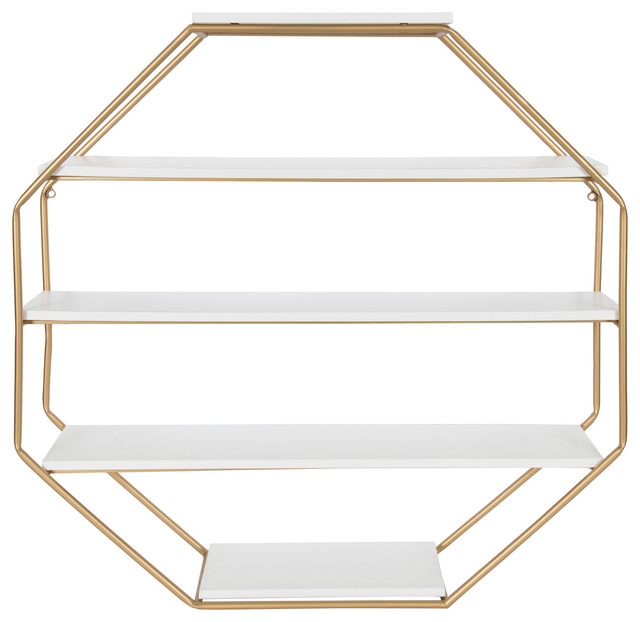 Lintz Wood Octagon Floating Wall Shelves - Contemporary - Display And ...