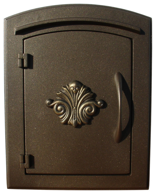 Non-Locking Column Mount Mailbox With "Decorative Scroll Logo", Bronze ...