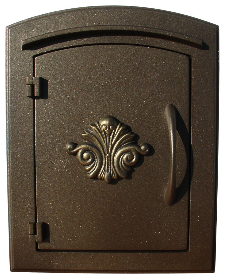 Non-Locking Column Mount Mailbox With "Decorative Scroll Logo", Bronze ...