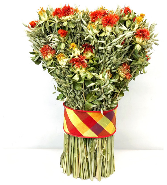 Safflower Plaid Stack - Farmhouse - Artificial Flower Arrangements - by ...