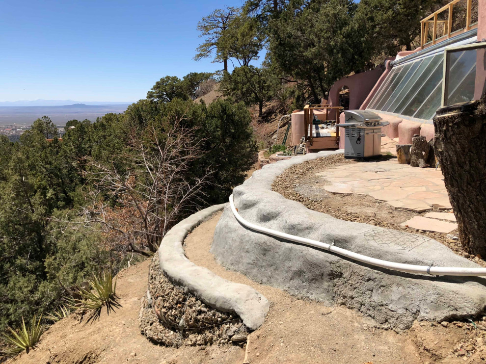 Earthbag and Tire Retaining Wall - Rustic - Landscape - Albuquerque ...