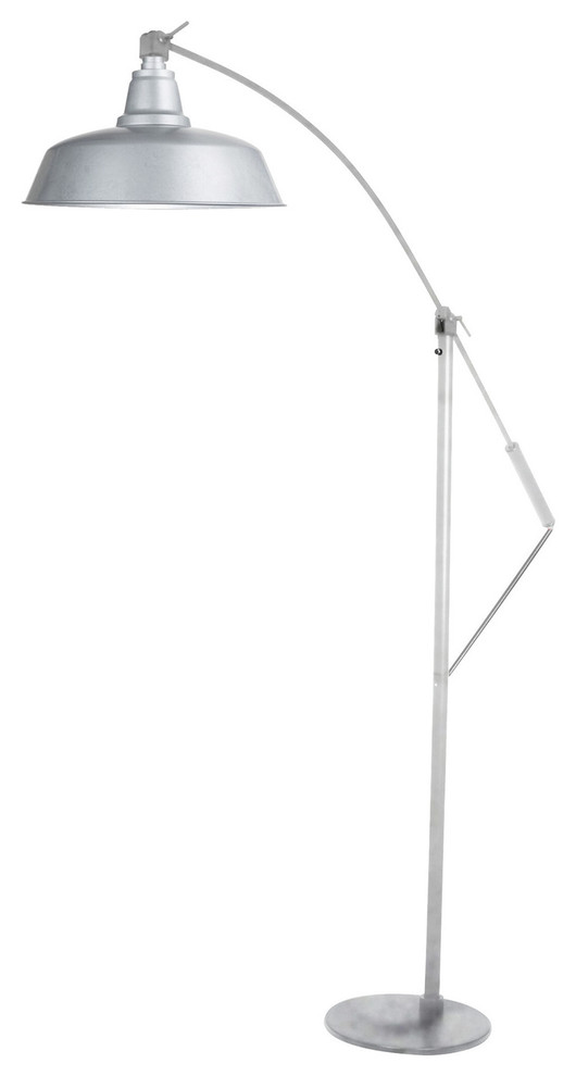 10" Farmhouse LED Industrial Floor Lamp, Galvanized Silver - Farmhouse ...