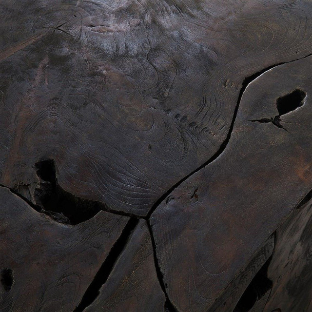 Teak Wood, Burnt Coffee Table, Black Tree Cube Cocktail Table - Rustic ...