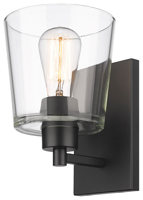 Evalon 1 Light 6.5" Matte Black Bath Sconce - Transitional - Bathroom ...