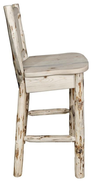 Montana Woodworks 30" Barstool with Back and Engraved Moose Design in ...