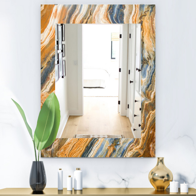 Designart Marbled Geode 4 Traditional Frameless Wall Mirror, 28x40 ...