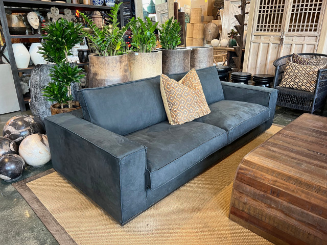 Slate Gray Nubuck Leather Sofa - Transitional - Sofas - by Design Mix ...