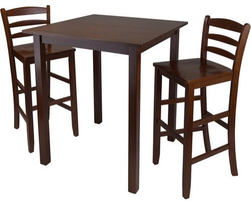 Elegant Pub Set, Square Table & 2 Chairs With Ladder Backrest, Antique ...