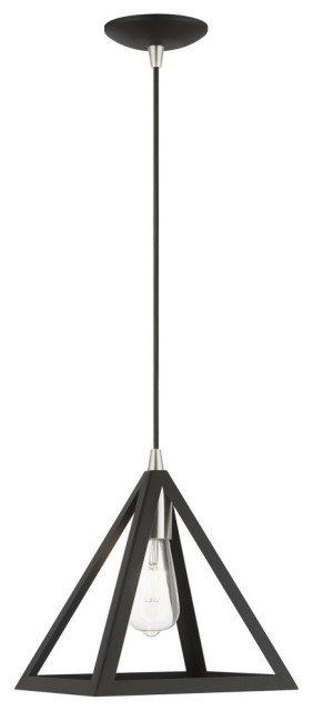 Pinnacle 1 Light Black With Brushed Nickel Accents Pendant ...