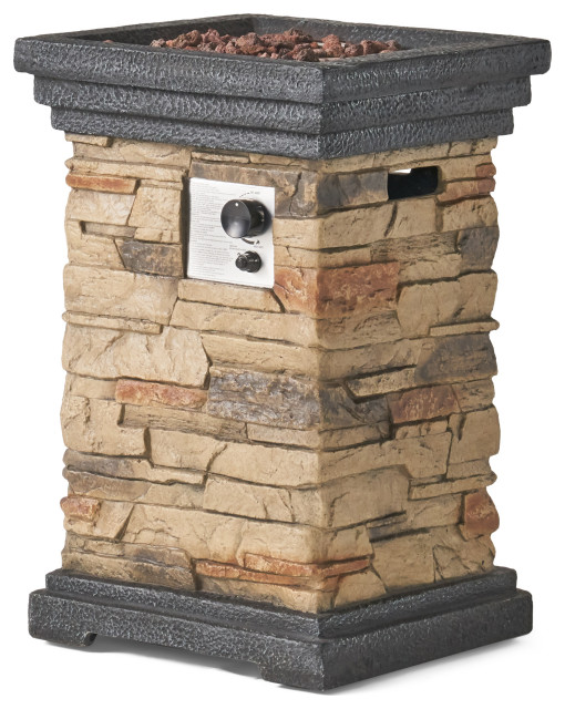 GDF Studio Troy Outdoor Fire Column - Traditional - Fire Pits - by ...