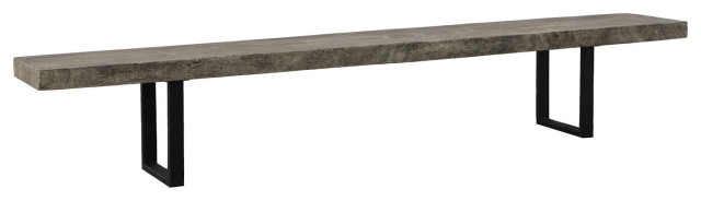 Origins Straight Edge Bench, Gray Stone, Satin Black Legs, 96x14x17"h ...