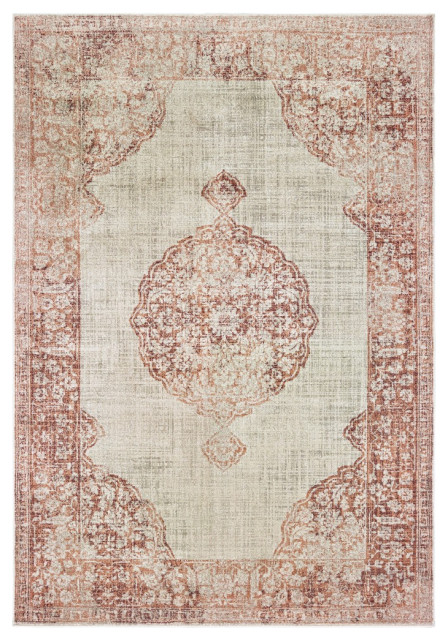 8??11??Ivory And Pink Medallion Area Rug, 85.243 - Contemporary - Area ...