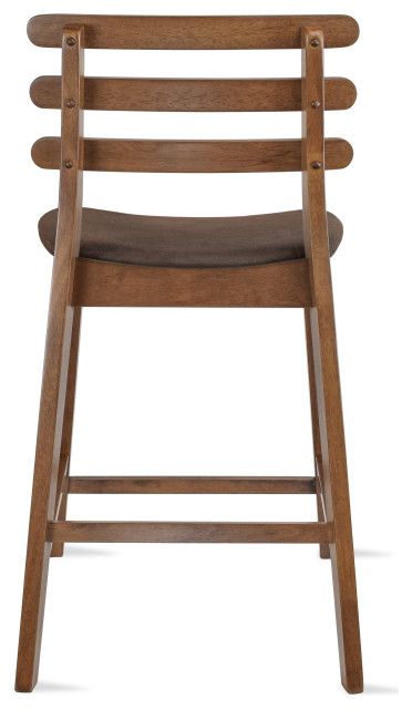Dark Brown Wood Wooden With Ladder Back Cushion Counter Height Stools ...