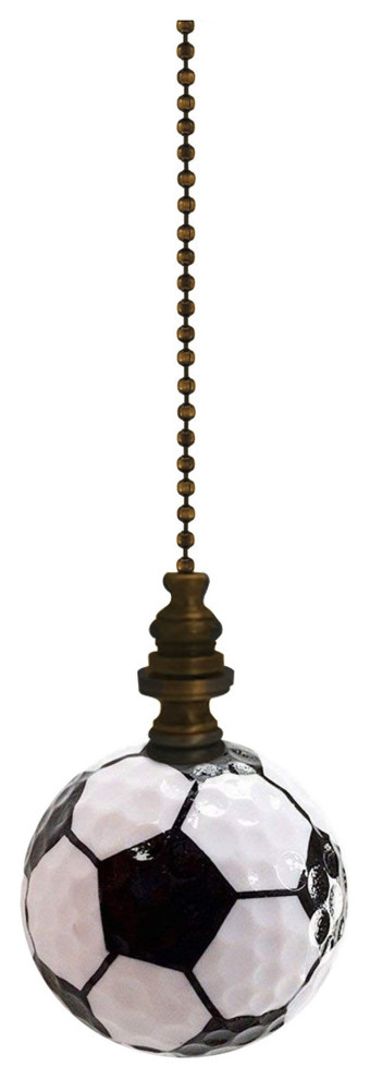 Soccer Ball Ceiling Fan Pull, 2.25"h with 12" Antiqued Brass Chain ...