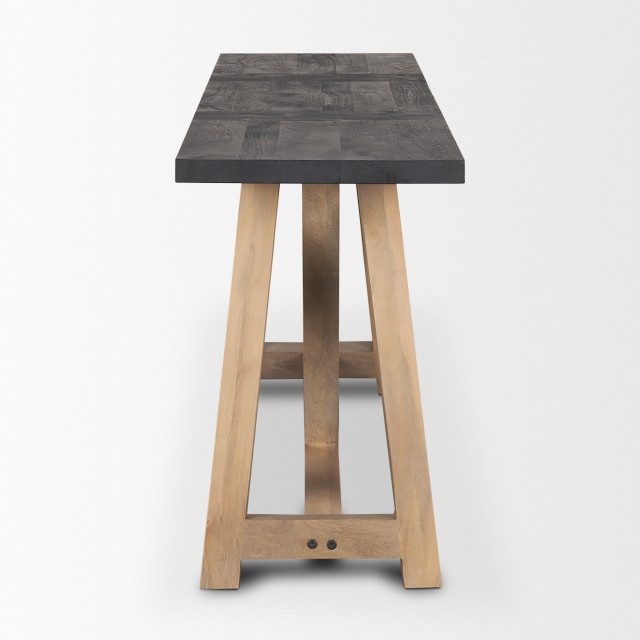 Rialto Two-Toned Black and Brown Wood Angular Leg Console Table ...