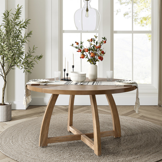 54"W Solid Wood Round Dining Table - Transitional - Dining Tables - by ...